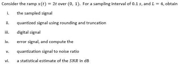 consider the rampxt2t over01for a sampling interval of01sand l4obtain i the sampled signal ii ...