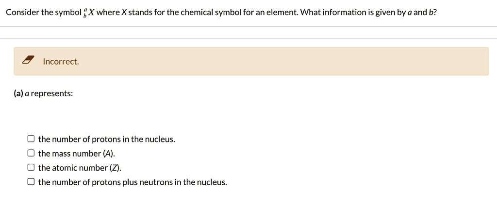 consider the symbol abx where x stands for the chemical symbol for an ...