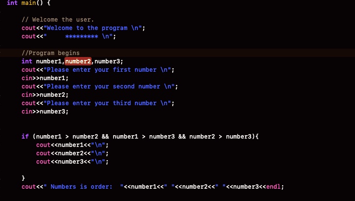 int main() // Welcome the user. cout