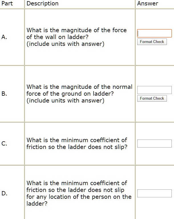 SOLVED: Part Description Answer What is the magnitude of the force of ...