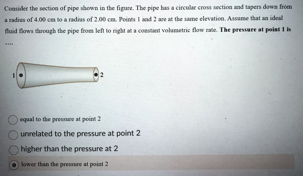 Consider the section of pipe shown in the figure. The pipe has a ...