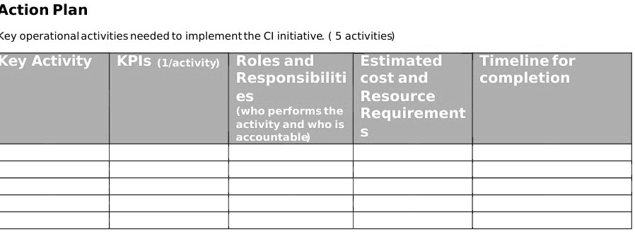 Action Plan Key operational activities needed to implement the CI ...