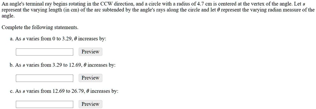 an angle terminal ray begins rotating in the ccw direction and a circle ...