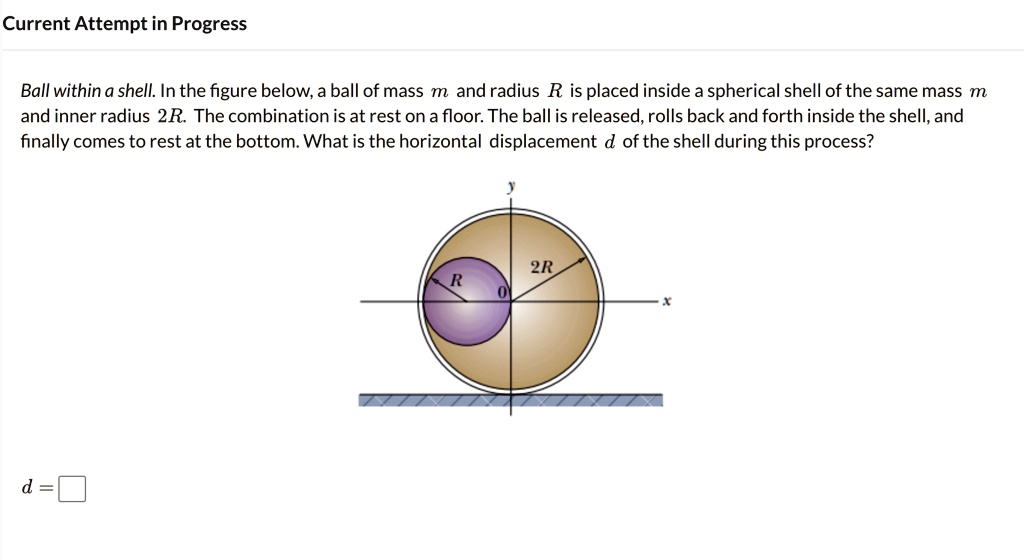 SOLVED: Current Attempt in Progress Ball within a shell. In the figure below, a ball of mass m ...
