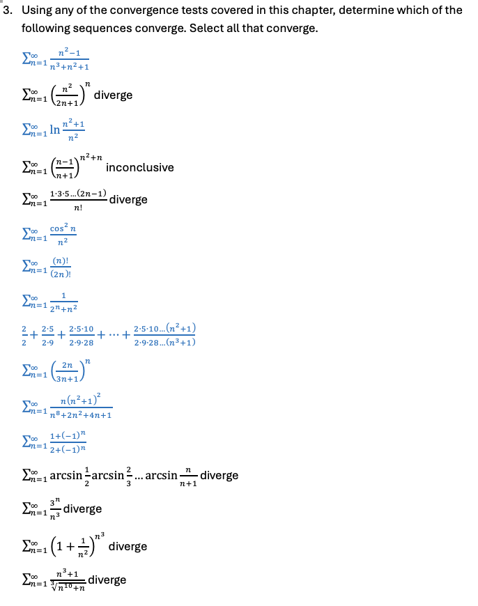 3 using any of the convergence tests covered in this chapter determine ...