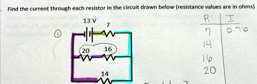 Find The Current Through Each Resistor In The Circuit Drawn Below