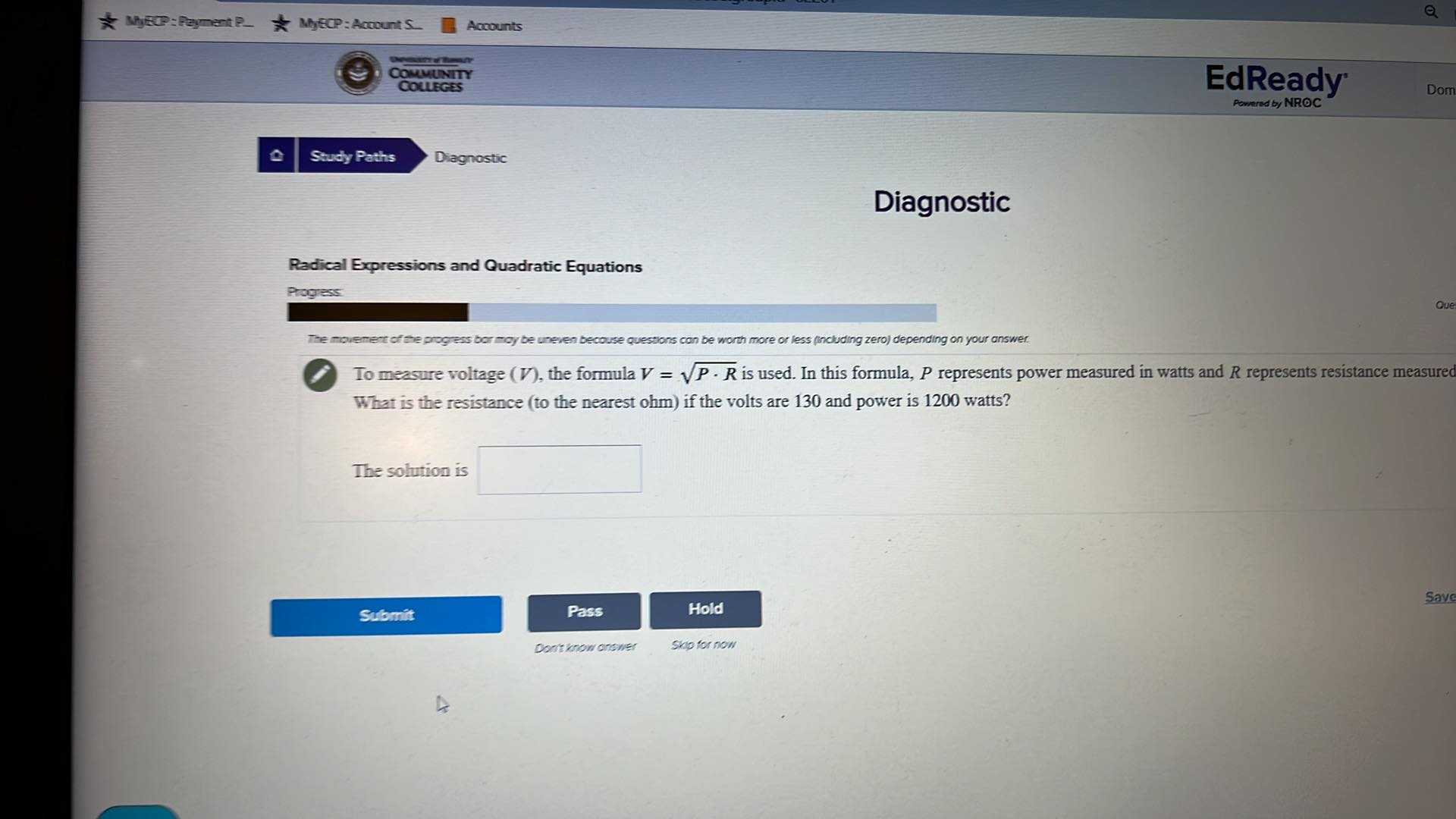 SOLVED: $ MyECP:PeymentP $ MyECP:AccountS. A Accounts Q convinimy EdReady ? Study Paths ...