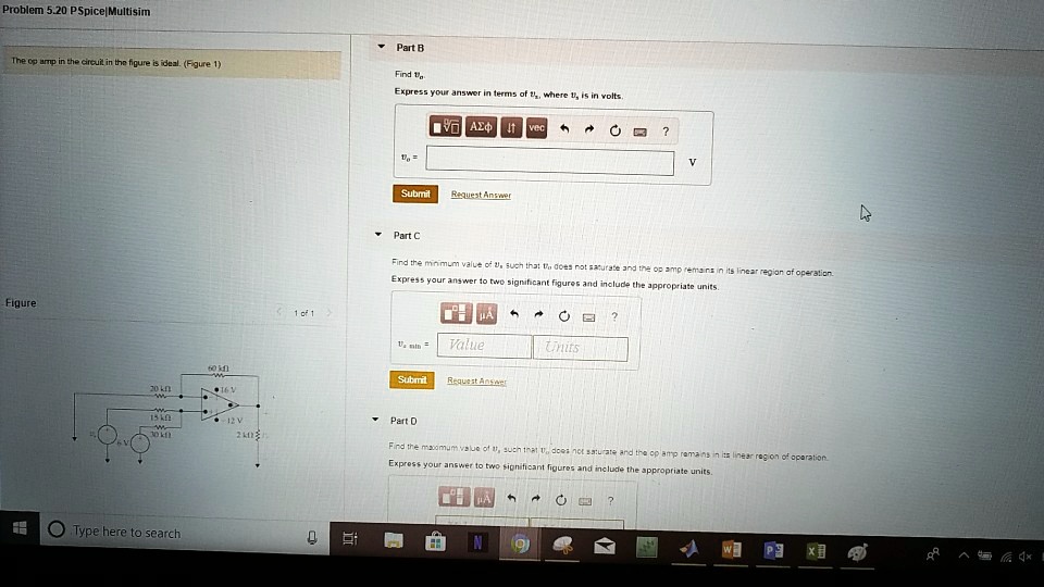 SOLVED: im stuck on part B, C, D. how do i do these ones? Problem 5.20 PSpice|Multisim Part B ...