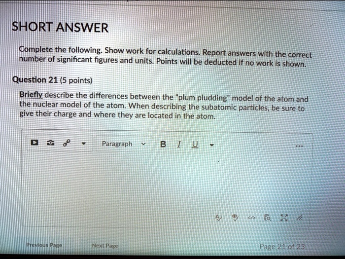 ishort answer complete the following show work for calculations report ...