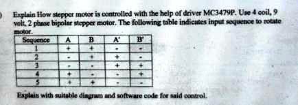 Explain How stepper motor is controlled with the help of driver MC3479P ...