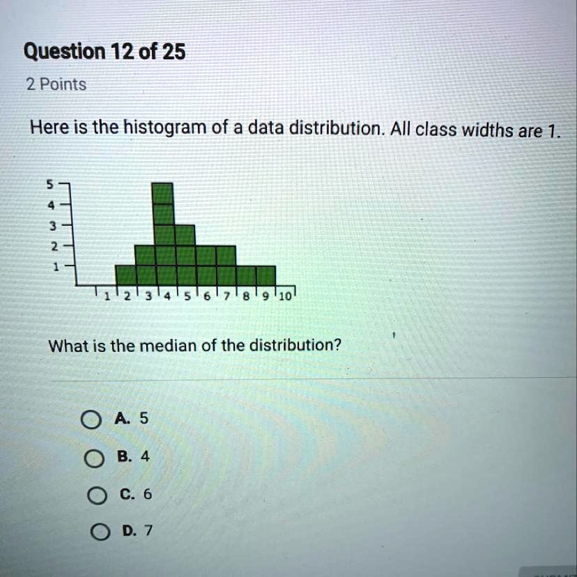 here is the histogram of a data distribution all class widths are 1 what is the median of the ...