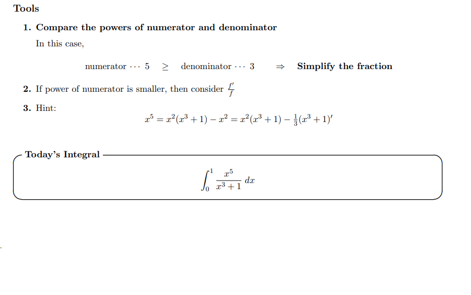 SOLVED: Tools 1. Compare the powers of numerator and denominator In ...