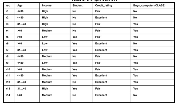 consider the following example dataset table 1 adapted from han jiawei ...