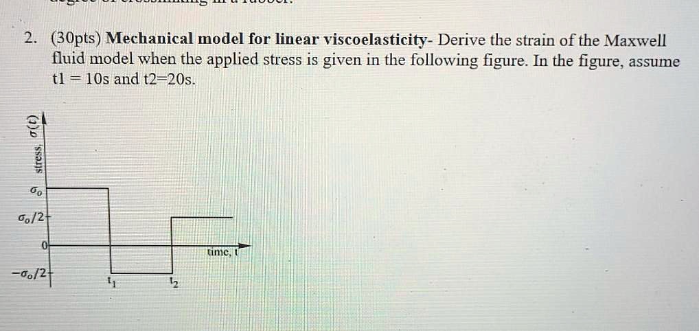 2. (30pts) Mechanical model for linear viscoelasticity- Derive the strain of the Maxwell fluid ...