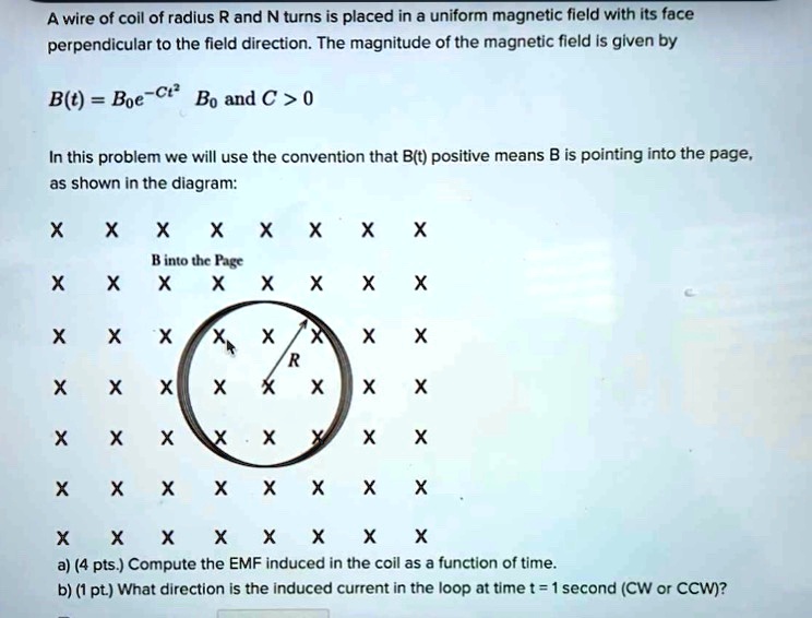 SOLVED: A wire coil of radius R and N turns is placed in a uniform magnetic field with its face ...