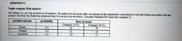 SOLVED: Calculate Variance for company B. Calculate Standard Deviation ...