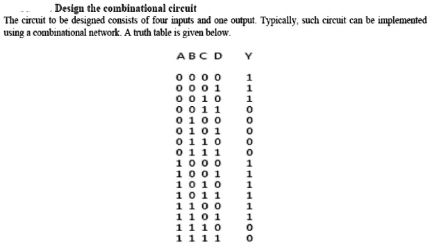 Design the combinational circuit The circuit to be designed consists of ...