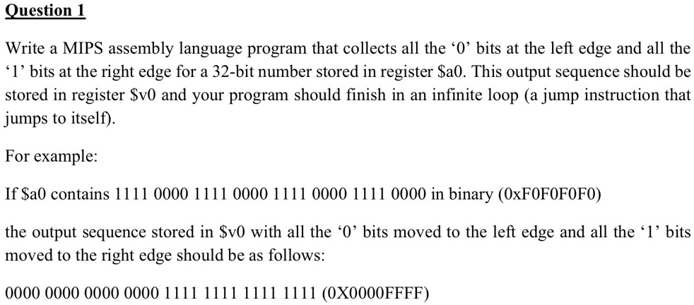 Solved Write A Mips Assembly Language Program That Collects All The 0 4409