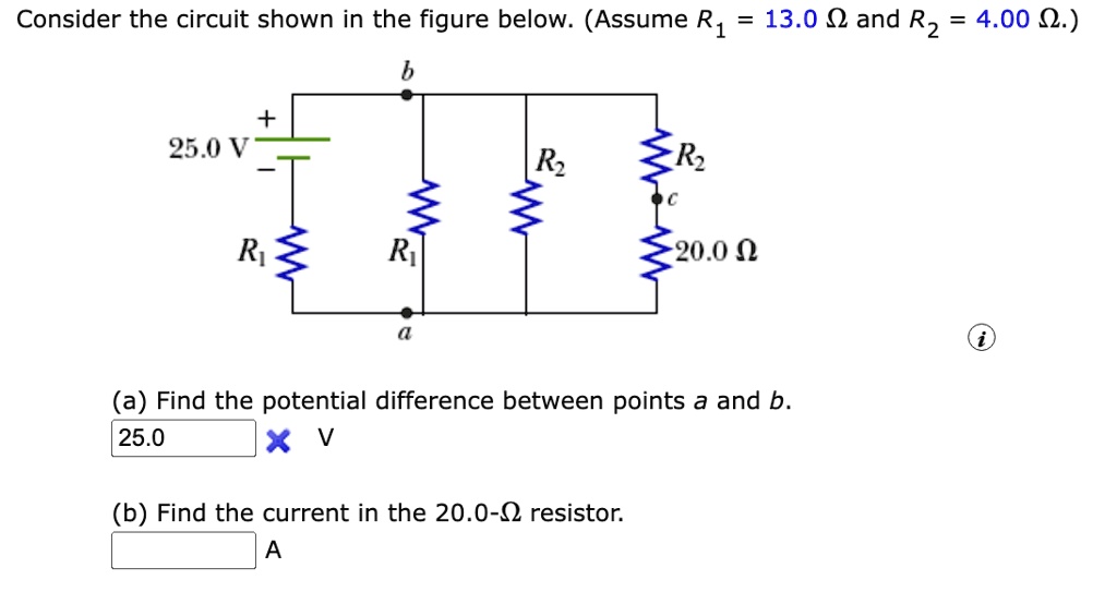 Consider the circuit shown in the figure below. (Assume R(1)=13.0Omega and R(2)=4.00Omega .) 2 ...