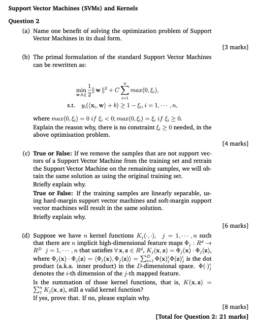 support vector machines svms and kernels question 2 name one benefit of ...