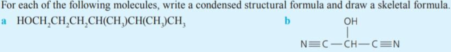 SOLVED: For each of the following molecules, write a condensed ...