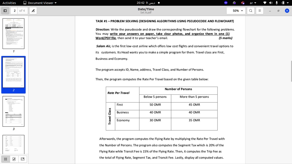 Solved Title Designing Algorithms Using Pseudocode And Flowchart Activities Document Center 20