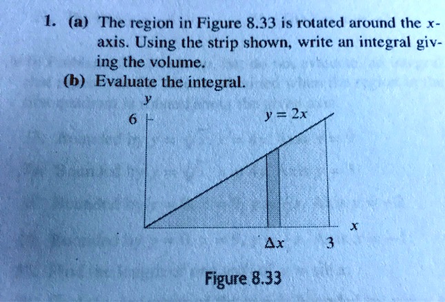 SOLVED: (a) The region in Figure 8.33 is rotated around the axis: Using ...