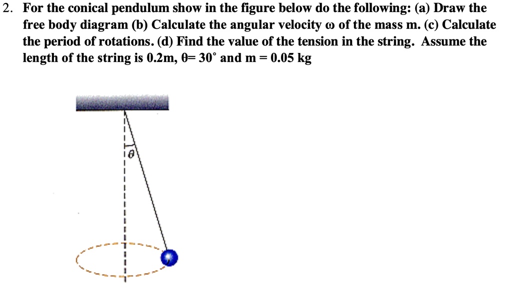 SOLVED: 2. For the conical pendulum show in the figure below do the ...