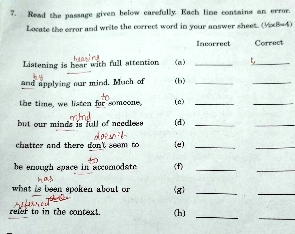 SOLVED: Please correct the editing below carefully. Each line ...