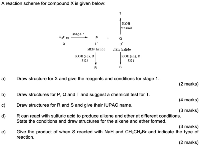 alkyl halide reaction a reaction scheme for compound x is given below koh ethanol stage c4ho ...