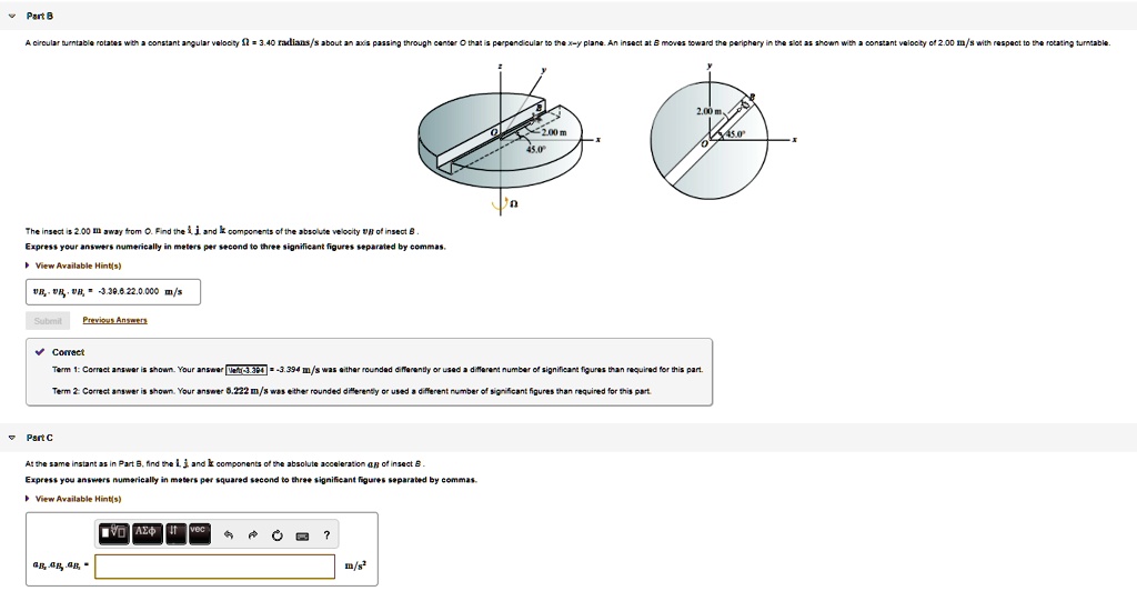 Part B A circular turntable rotates with a constant angular velocity Ω ...