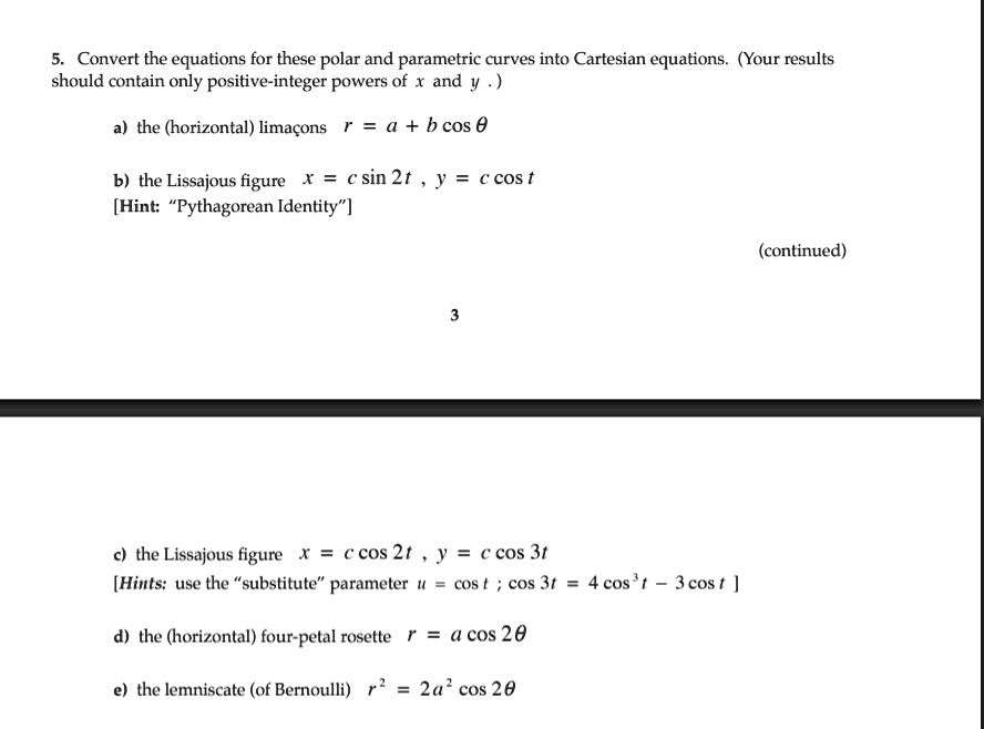 Convert the equations for these polar_ and parametric… - SolvedLib