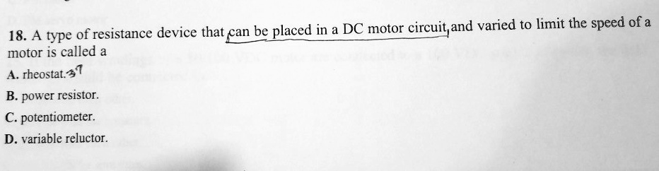 VIDEO solution: A type of resistance device that can be placed in a DC ...