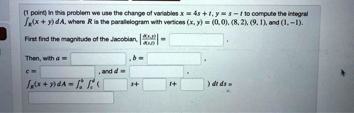 point in this problem we use the change of variables 4s iy to compute ...