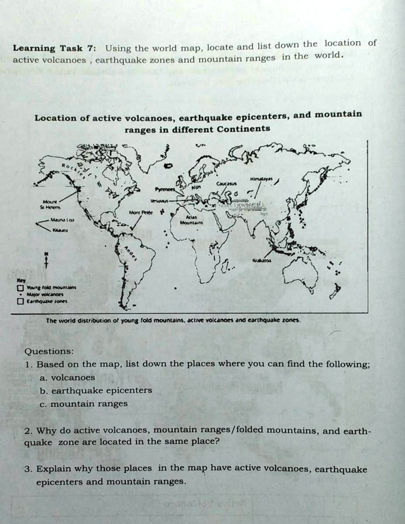 Learning Task 7: Using the world map, locate and list down the location ...