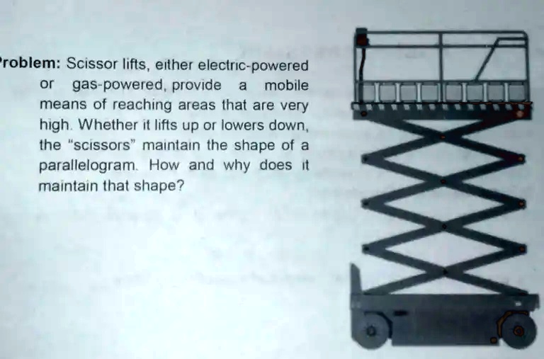 SOLVED: Problem: Scissor lifts, either electric-powered or gas-powered ...