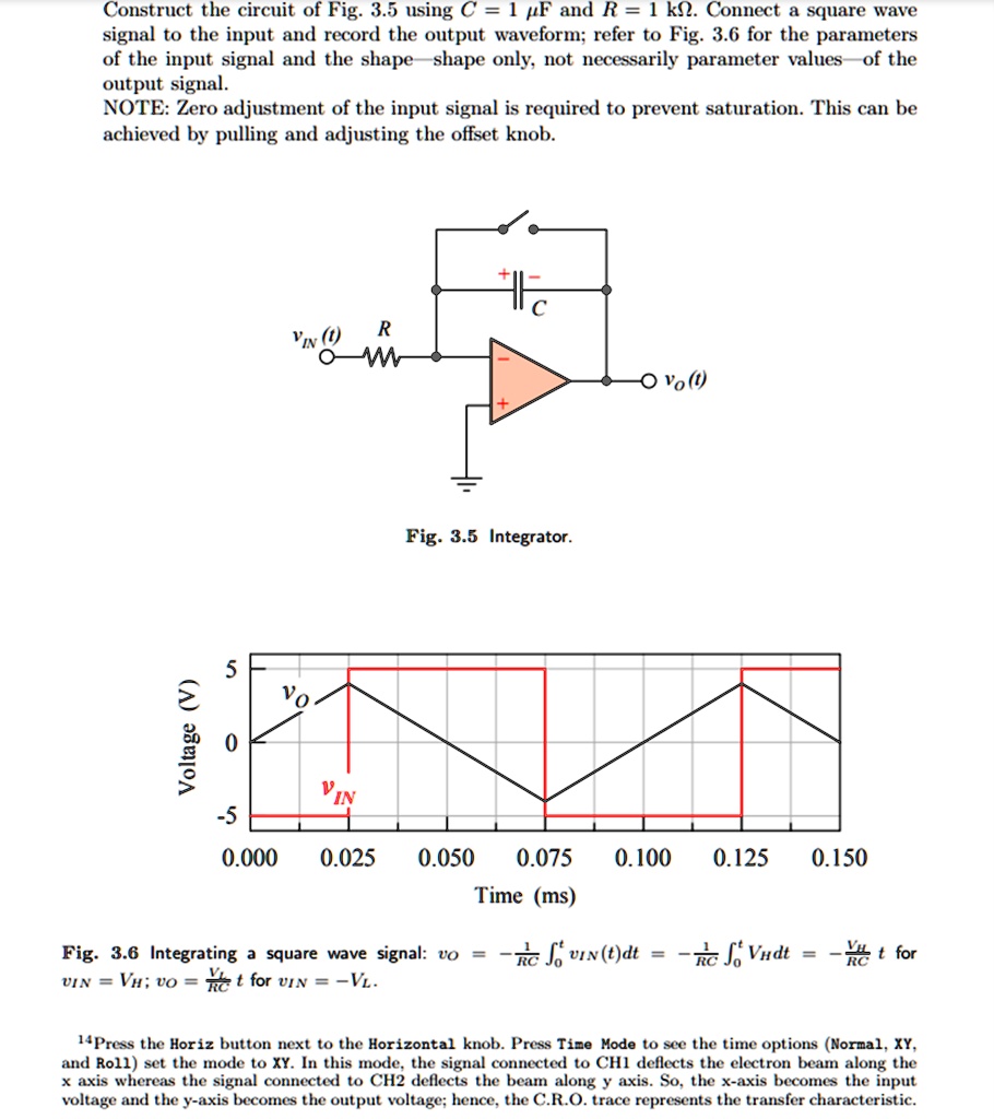 Construct the circuit of Fig. 3.5 using C = 1 F and R = 1 kÎ©. Connect ...