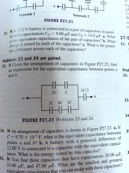 SOLVED: HI Network Network 2 FIGURE P27.21 12. A-V battery is connected ...