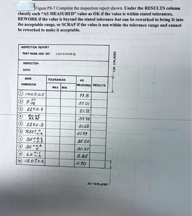 SOLVED: Figure P8-7: Complete the inspection report shown. Under the ...