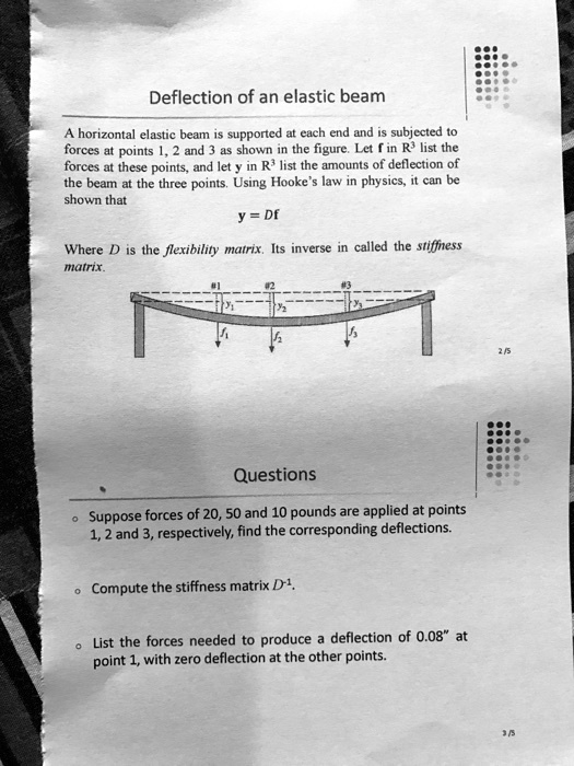 deflection of an elastic beam horizontal elastic beam supported at each end and subjected forces ...