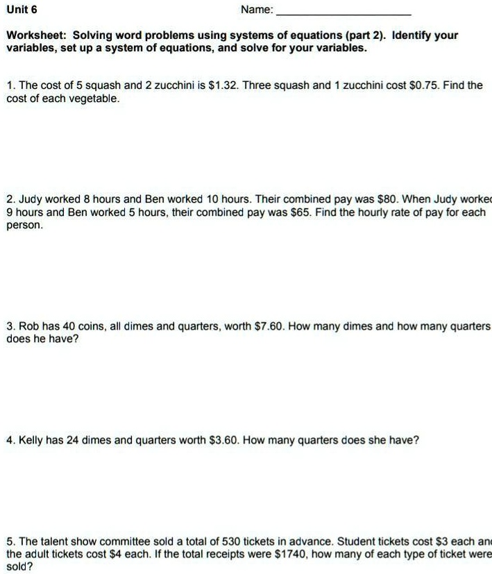 SOLVED can You Help Me Solve All My Work Unit 6 Name Worksheet