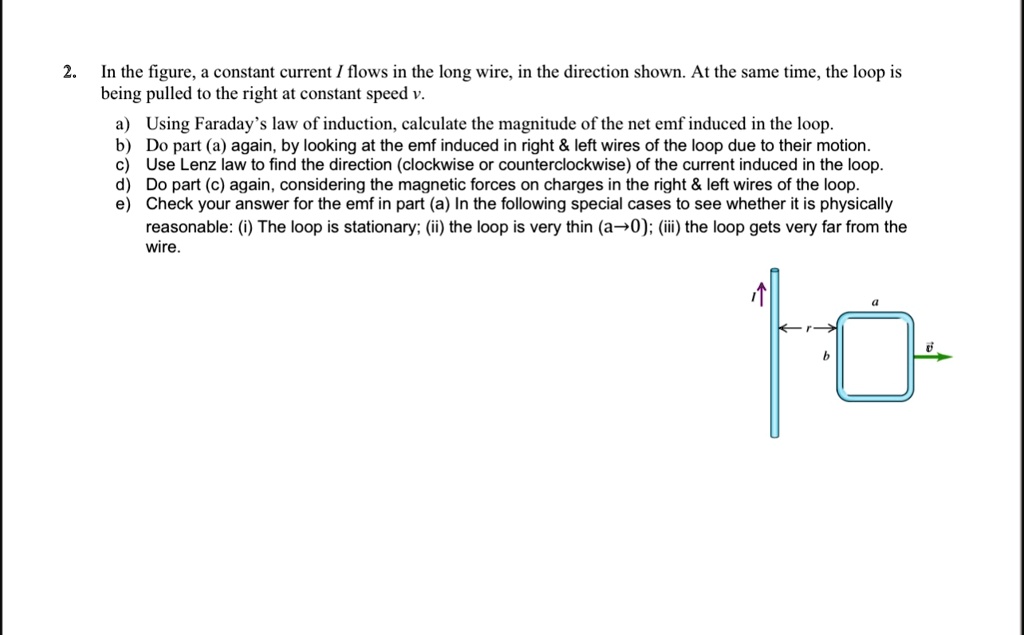 SOLVED: 2. In the figure, a constant current I flows in the long wire,in the direction shown. At ...