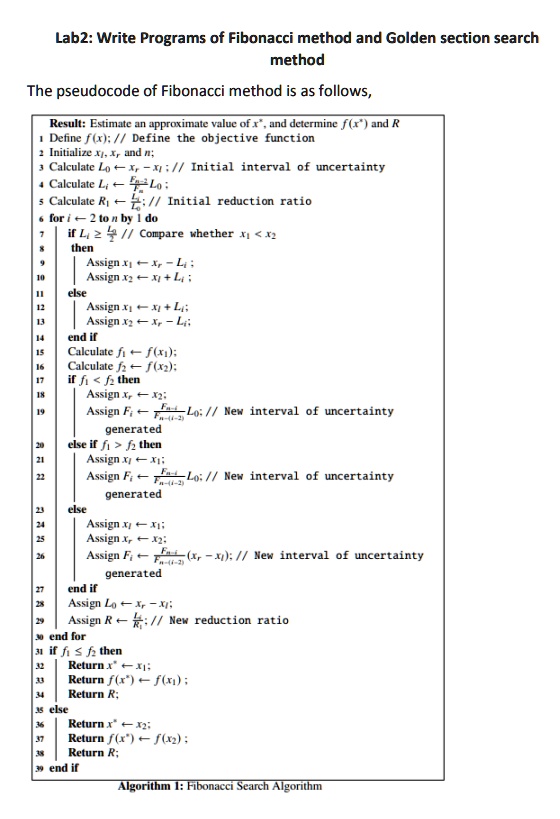 Solved Write Code In Python Without Library Lab2write Programs Of Fibonacci Method And Golden 0454