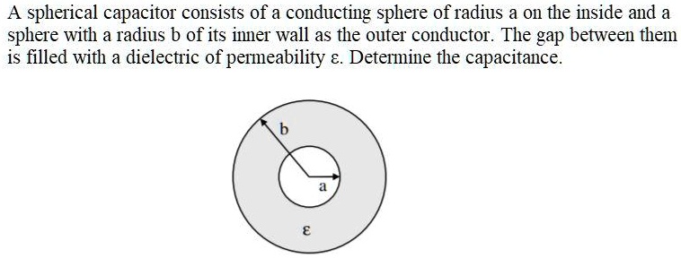 SOLVED: A spherical capacitor consists of a conducting sphere of radius ...