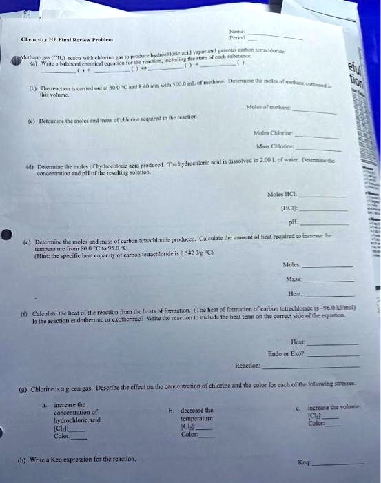 texts methane gas ch4 reacts with chlorine gas cl2 to produce ...