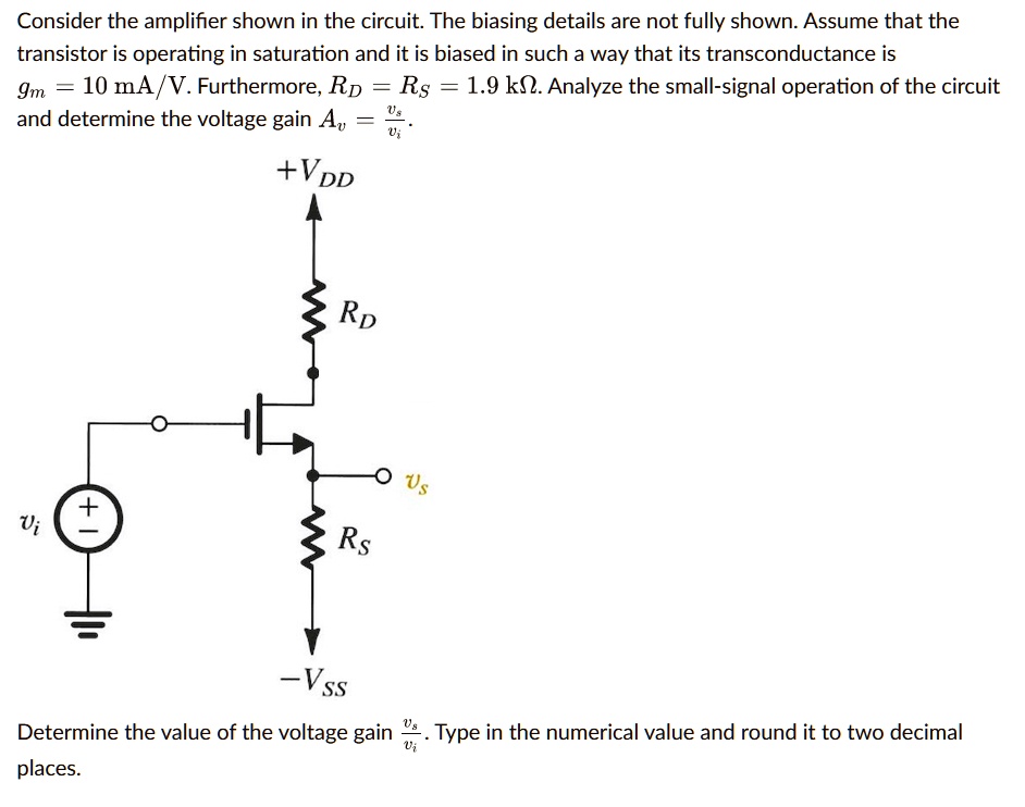 consider the amplifier shown in the circuit the biasing details are not ...
