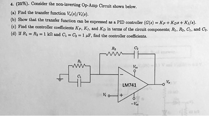 4 25 consider the non inverting op amp circuit shown below afind the ...
