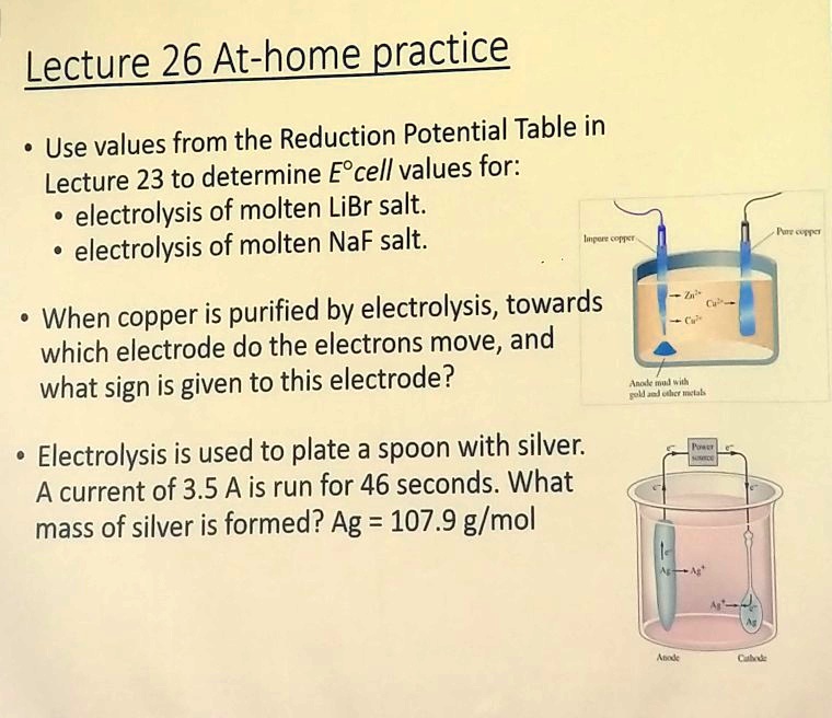 SOLVED: Lecture 26 At-home practice Use values from the Reduction ...
