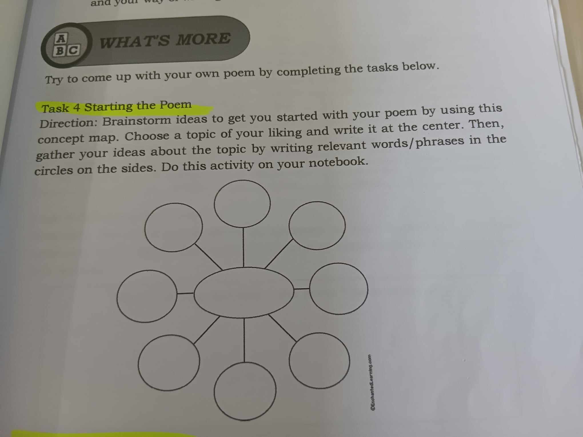 SOLVED: A WHAT'S MORE Try to come up with your own poem by completing ...