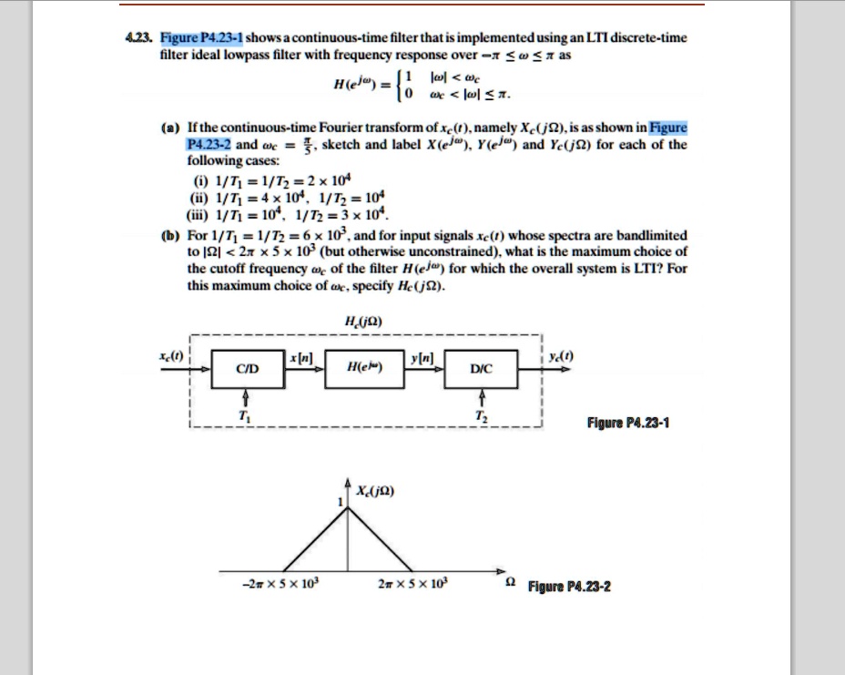 Figure P4.23-1 shows a continuous-time filter that is implemented using an LTI discrete-time ...